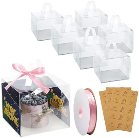 Amazon.com: XIGUI 10Pcs Clear Cake Boxes ，5.5X5.5 Inch Cake Transparent ...