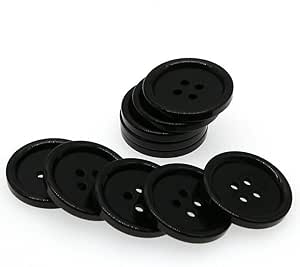 50PCS 1 1/5 Inch Black Button, 4 Holes Plastic Large Buttons for DIY ...