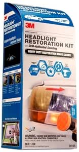 3M Heavy Duty Headlight Restoration Kit with Quick Clear Coat, 39175 ...