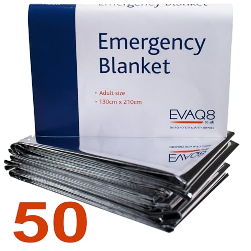 EVAQ8 50 Adult Sized Emergency Foil Blankets For First Aid - Outdoor ...