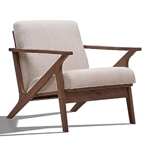 Omax Decor Zola Accent Arm Chair, Beige/Walnut : Amazon.in: Home & Kitchen
