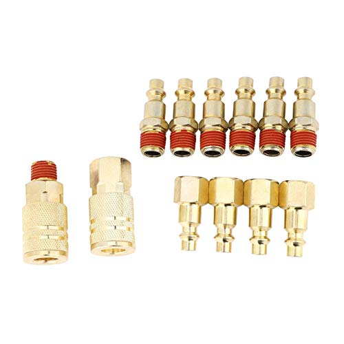 12 Pack Air Hose Coupler and Plug Kit, 1/4-Inch NPT Male Female Thread ...