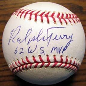 Ralph Terry (NY Yankee) Autographed/Original Signed OML Baseball w ...