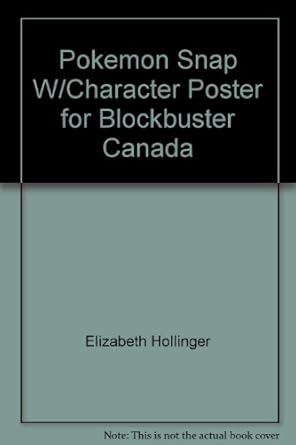 Pokemon Snap W/Character Poster for Blockbuster Canada: Hollinger ...