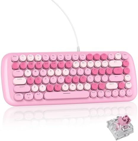 iRoboosta Pink Creamy Mechanical Gaming Keyboard, Aesthetic Keyboard w ...
