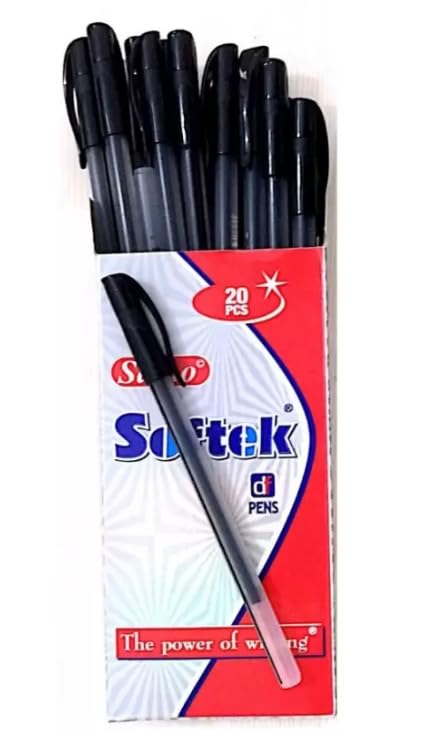 Saino Softek Pens | 200 Pens | Black Ink | Pack of 10 Boxes | 20 Pens ...