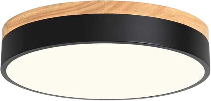 Goomavi Modern LED Ceiling Light, Minimalist 11.8" Wood Flush Mount ...
