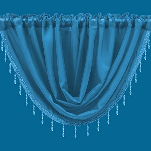 Ians Emporium Teal Voile Curtain Swag with Crystal Beaded Trim : Amazon ...