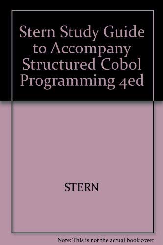 Buy Stern ∗study Guide∗ To Accompany Structured ∗cobol ∗ Programming 4ed Book Online at Low ...