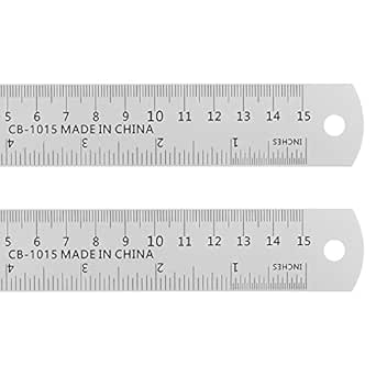 sourcing map 2pcs Stainless Steel Ruler 6 Inch 15cm Metric English ...