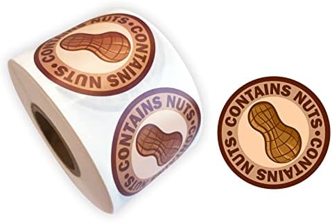 Amazon.com: Contains Nuts Stickers Brown Labels 3.81cm 1.5 Inches Round ...