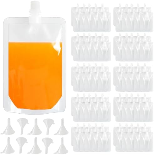 100 Pcs 8oz Plastic Flasks,Reusable Drinking Flask Juice Pouches ...