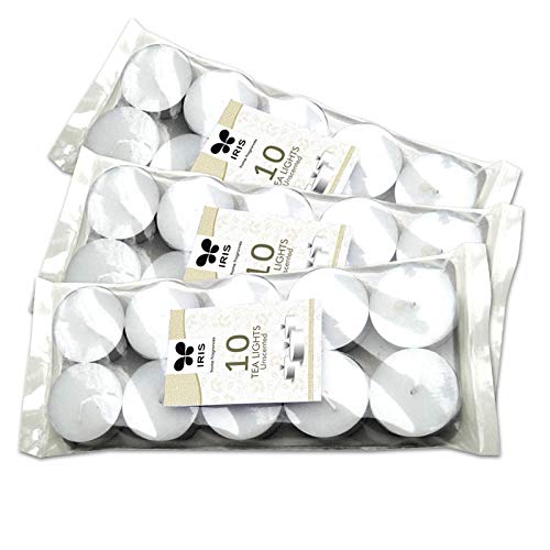 IRIS Tealight Wax Candle Set with Two and Half Hours Burning Time ...