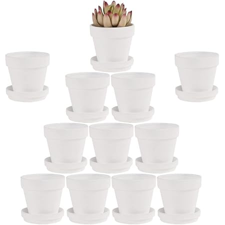 Amazon.com: Yishang White Terra Cotta Pots with Saucer- 12-Pack Large ...