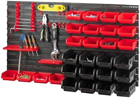 VonHaus 30 Pcs Wall Mount Storage Organiser Bin Panel Rack - DIY Tool ...