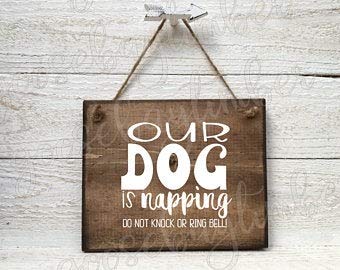 Dog Napping Sign No Soliciting Sign No Soliciting Door Sign ...