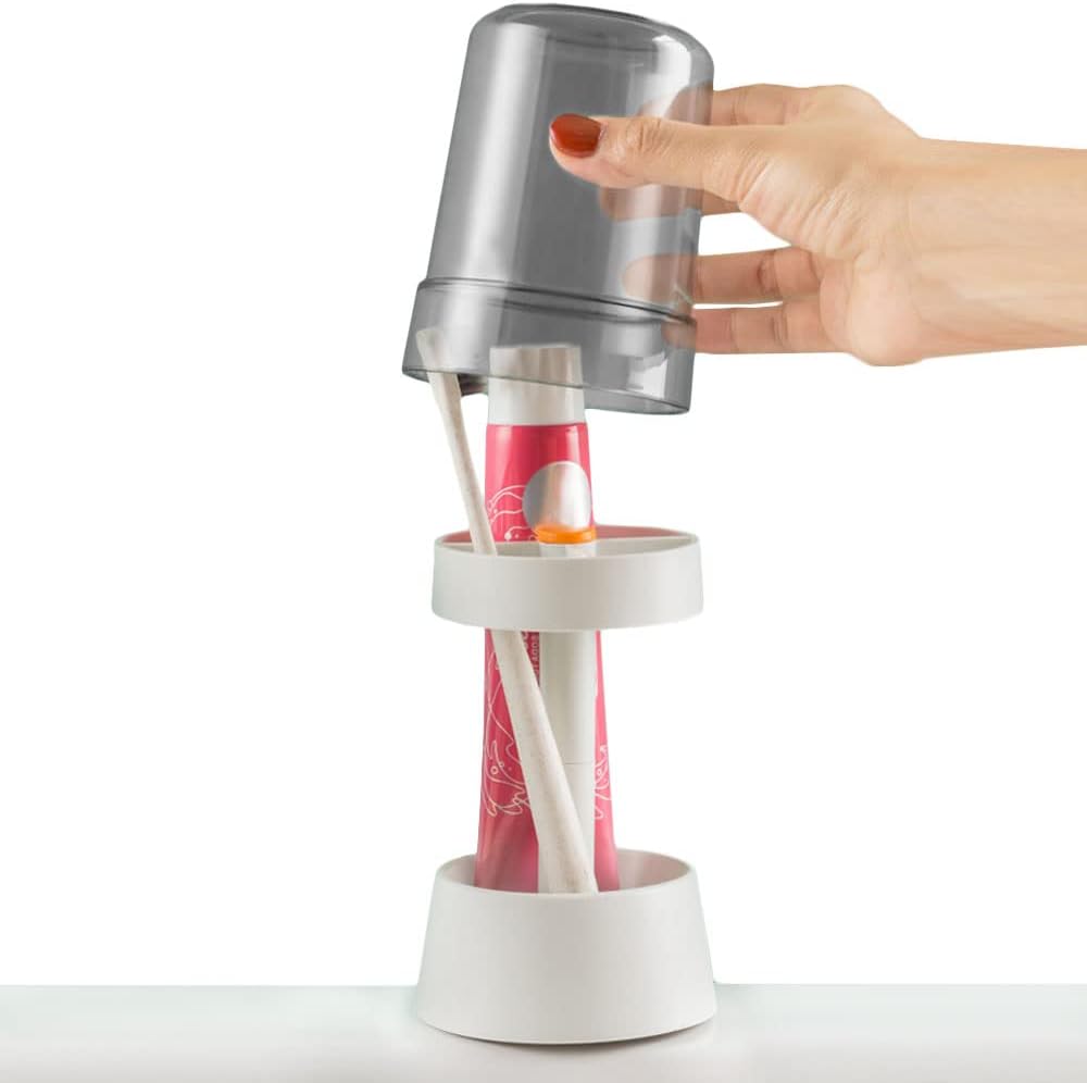 Amazon.com: Toothbrush Holder Stand with Cover/Cup, 3 Slots Toothbrush ...