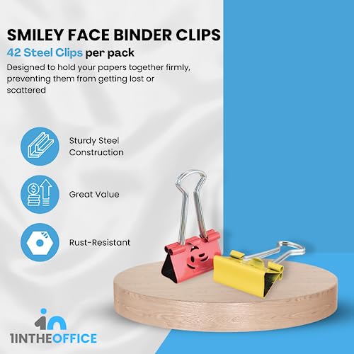 Snapklik.com : 1InTheOffice Smiley Face Binder Clips