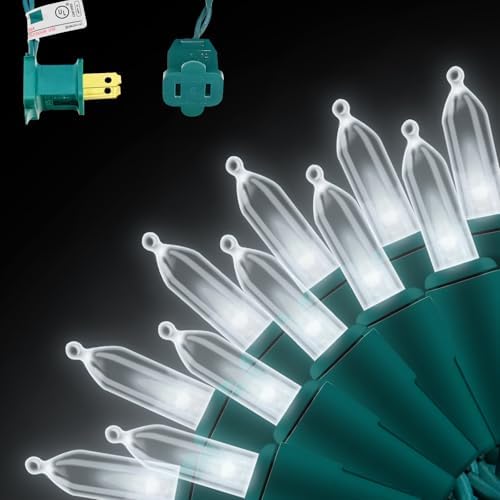 JinBest 100 LED Warm White Green Wire Christmas String Lights, UL ...