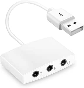 USB Audio Adapter External Sound Card,3 Port Stereo Sound Card Converter with 3.5mm Jack ...