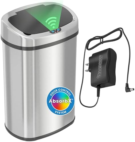Amazon.com: iTouchless 13 Gallon Oval Sensor Trash Can with AC Adapter ...
