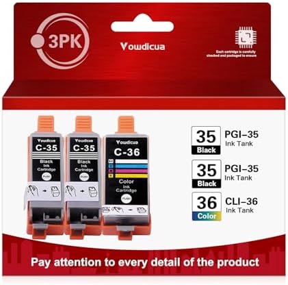 Amazon.com: Vowdicua PGI-35 CLI-36 Ink Cartridge 3-Pack (2 Black, 1 ...