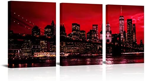 Amazon.com: sechars 3 Pieces New York City Wall Art Canvas Black and ...