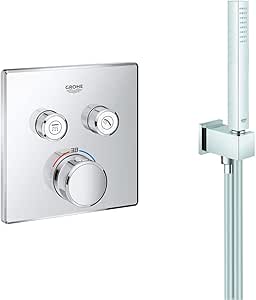 GROHE 29124000 | Grohtherm SmartControl Thermostat Concealed | Square | Chrome, 2 Valves ...