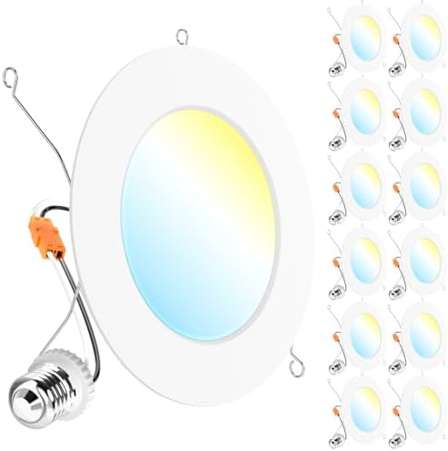 Sunco 12 Pack 5CCT LED Recessed 6 Inch, 1200 LM High Brightness, Ultra ...