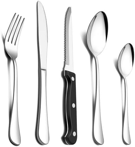 Herogo Cutlery Set with Steak Knives, 30 Pieces Stainless Steel ...