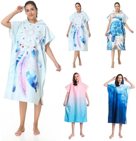 Mokani Surf Poncho Hooded Beach Towel, Microfiber Bath Towels for Women ...