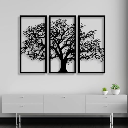 NestivaHome Wooden 3 Pieces Tree Wall Art Panel Frame | Wall Hanging ...