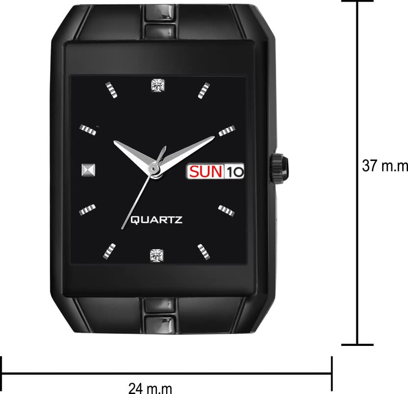 Buy New Trending Black Square Day & Date Dial and Black Stainless Steel ...