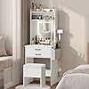 Amazon.com: Small Makeup Vanity Desk with Mirror and Lights, White ...