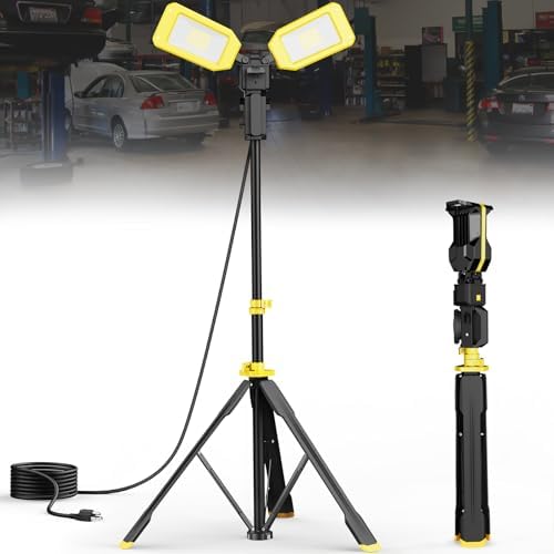 HYPERLITE LED Work Light with Stand: 2 Head 12000Lm Adjustable Work ...
