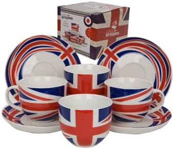Ethos Cool Britannia Union Jack Cup and Saucer, 220cc Coupe in Gift Box ...