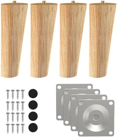ROFMAPLE Wood Furniture Legs, 15cm Solid Wood Cabinet Legs 4 Pack ...