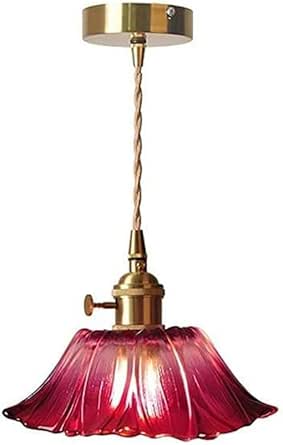 THINKBEEST Purple Flower-Shaped Pendant Light Fixture with Glass ...