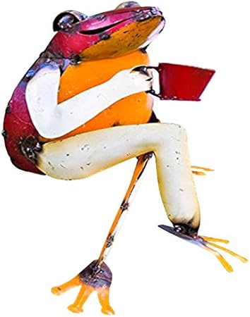 Amazon.com : Plow & Hearth 52339 Recycled Metal Coffee Frog Sculpture ...