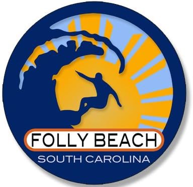 Amazon.com - Round Surfer On Wave Folly Beach South Carolina Sticker ...
