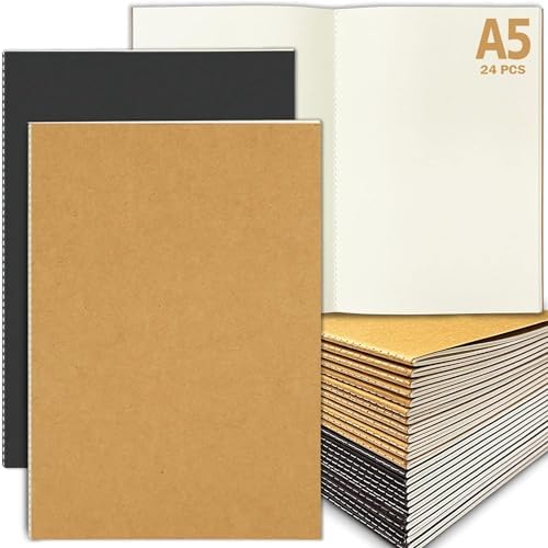 YBCPACK 12 Pack A5 Blank Notebooks Kraft Brown Cover Journal Notebook ...