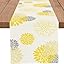 Amazon.com: WHOMEAF Blue Gray Table Runner Dahlia Pinnata Flower Beige ...