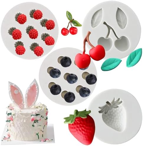 Amazon.com: 4pcs Strawberry Fondant Mold 3D Fruit Shaped Jelly Molds ...
