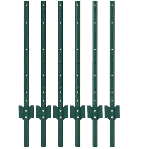 Metal Fence Post 5 Feet,Pack of 6,U Post for Wire Fence, No Dig Steel U ...