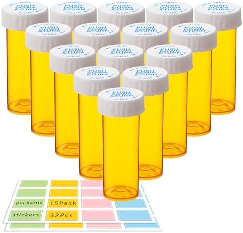 Amazon.com: Empty Plastic Pill Bottles with Easy Open Snap Caps (Not ...