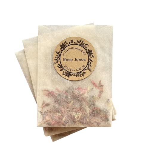 Funeral Seed Packets x 10 pack, Personalised Remembrance Wildflower ...