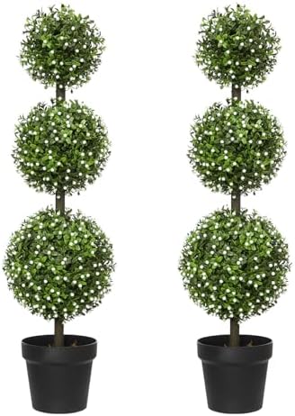 Amazon.com - Set of 2 Lighted Pre-Potted 3.5 Foot Artificial Norway ...