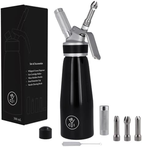 Amazon.com: Whipped Cream Dispenser, 500mL Black Aluminum Dispenser ...