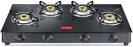 Prestige Magic plus Toughened Glass-Top(Long)4 Brass Burner LPG Gas ...