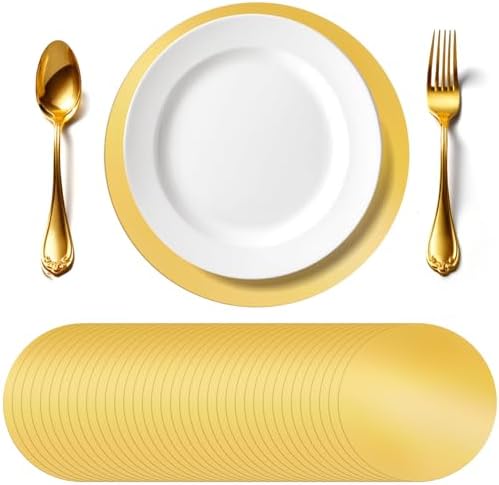 Amazon.com: Tioncy 100 Pcs Round Gold Paper Placemats and Coasters Set ...